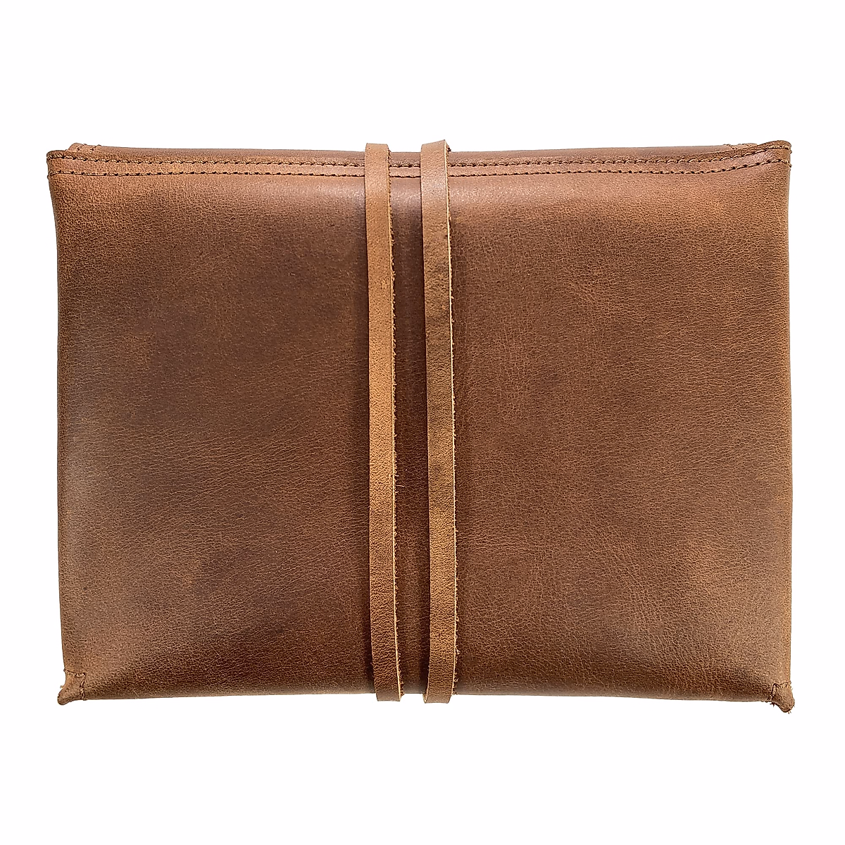 Saddle & Hide Co., Classic Organizer Bag with Strap, Multipurpose Pouch for Cosmetics, Wallets, Cellphones, Full Grain Leather, Handmade, Bourbon Brown