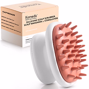 KAMEDIS Scalp Massager Shampoo Brush: Soft Silicone Scalp Exfoliator, Soothes Dry Scalp and Hair, & Scrubs Away Dandruff