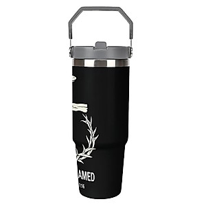 Christian Cross Not Ashamed Romans 116 Crown 30 OZ Insulated Tumblers with Handle And Straw Leakproof Vacuum Insulated Stainless Steel Water Bottle for Car Fishing Travel