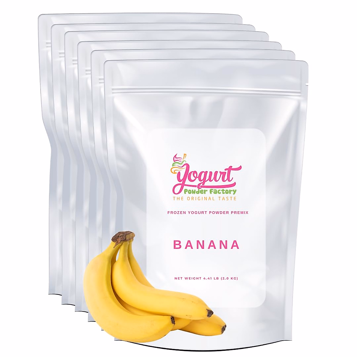 Yogurt Powder Factory Banana Frozen Yogurt Mix – 6 Count 4.4lb Bag Non-Gluten Low Fat Yogurt Powder for Soft Serve Machine – Delicious Ice Cream Mix Ideal for Desserts, Smoothies – Easy Preparation