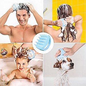Bsisme Hair Scalp Massager Shampoo Brush, Scalp Care Hair Brush with Soft Silicone Bristles for Dandruff Removal and Hair Growth, Shower Hair Scalp Scrubber for Wet Dry Men Women Kids Pets Hair, Blue