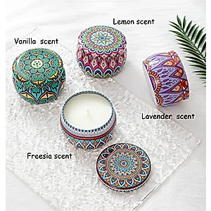 4 Pack Scented Candles Gifts for Women, Freesia Vanilla Lemon Lavender Candles for Home Scented, Aromatherapy Jar Candles for Spa Meditation, Ideal Gifts for Female Mom Anniversary Birthday Christmas