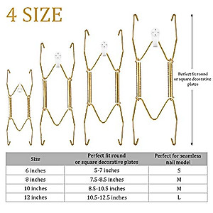 16 Pack Plate Hangers, 6/ 8/ 10/ 12 Inch Wall Plate Hangers with 16 Pieces Wall Hooks Stainless Steel Wire Plate Hanger Holders Compatible with 6 to 12 Inch Decorative Plates