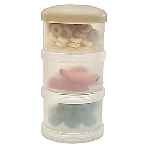 LITTOES Baby Food Pots 3oz 2.5" round translucent stackable baby snack to go containers Beige Cover 2-pack