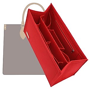 KESOIL Bag Organizer Insert,Tote Bag Insert For On The Go,Book tote,MJ Tote and More,Bag Insert Organizer,Handbag Storage,Tote Bag Felt Insert with Zipper Bag(Red, XL)