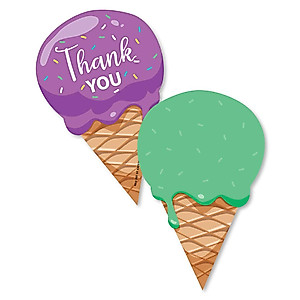 Big Dot of Happiness Sweet Shoppe - Shaped Cards - Candy and Bakery Birthday Party or Baby Shower Thank You Note with Envelopes - Set of 12