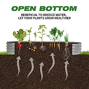 Raised Garden Bed Galvanized Planter Box Outdoor, Rot-Resistant Metal Garden Bed Planter for Vegetables Flower Herb (Silver)