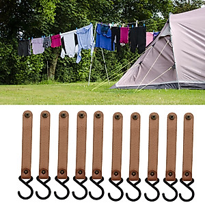 15Pcs Leather S Hooks, Rustic Brown Leather S Hooks Metal S Shaped Hooks for Hanging High Strength Multifunctional Portable S Hangers for Outdoor Camping(brown)