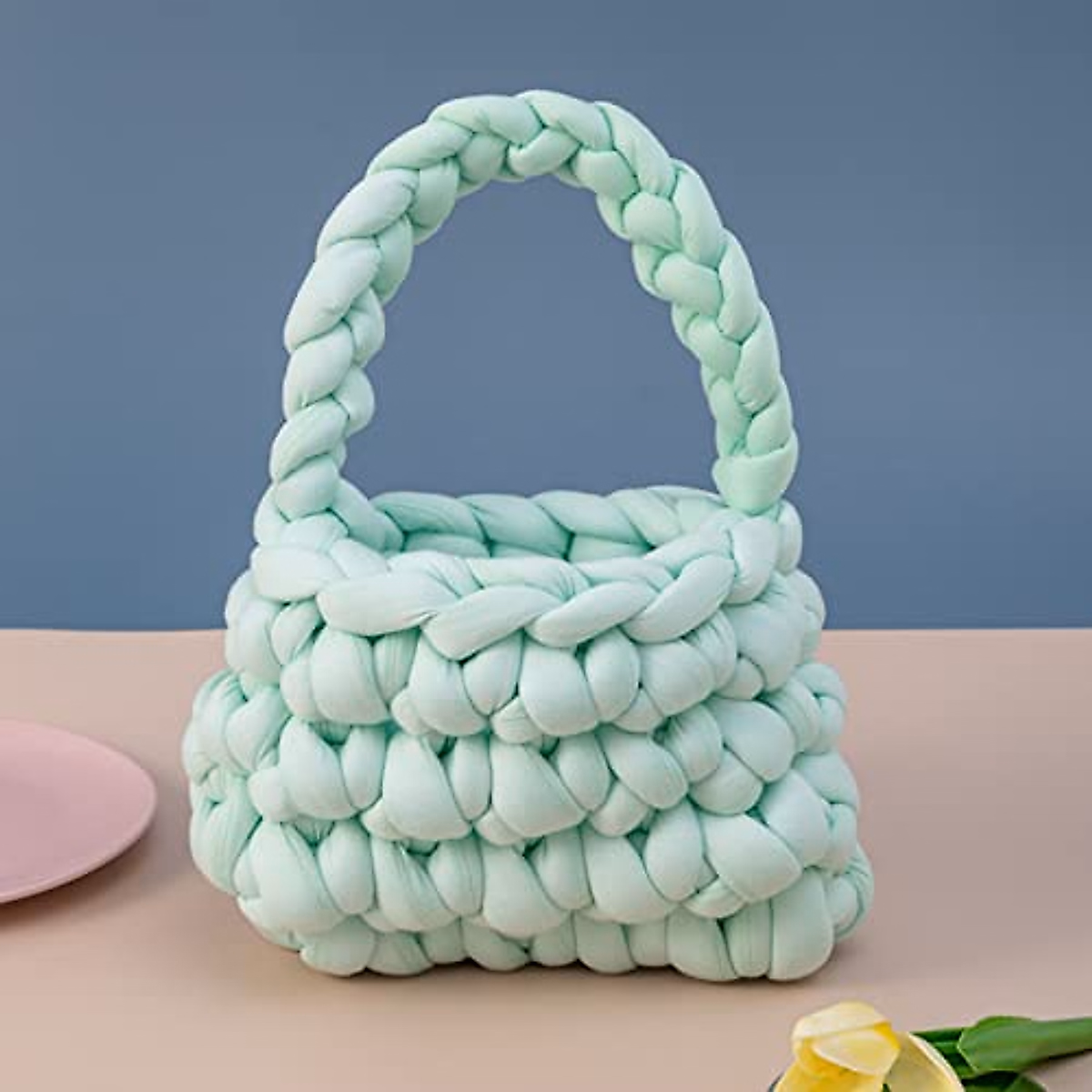 Moon Waves Chunky Yarn for Arm Knitting Crochet Making Blanket Pets House(Light Green)