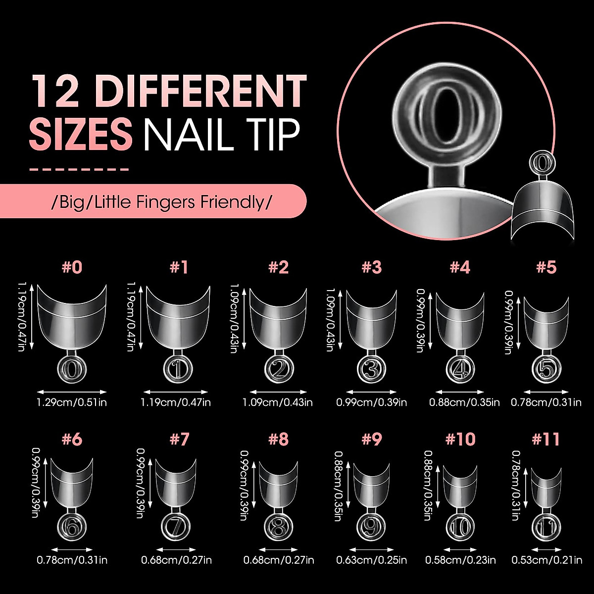 Buqikma Nail Tips Short Oval - 600PCS French Tips Round Shape Half Cover False Acrylic Nails Artificial Tips for DIY & Salon (with Handle - Clear)