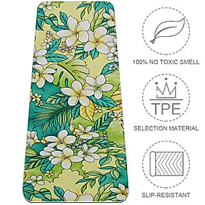 Yoga Mat, Yoga Mats for Home Workout, Workout Mat, Exercise Mats, Pilates Mat, tropical flower leaf plant pattern