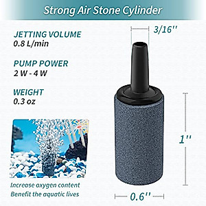 Pawfly Aquarium 1 Inch Air Stone Cylinder Grey Bubble Diffuser Release Tool for Nano Air Pumps Small Buckets and Fish Tanks, 10 Pack