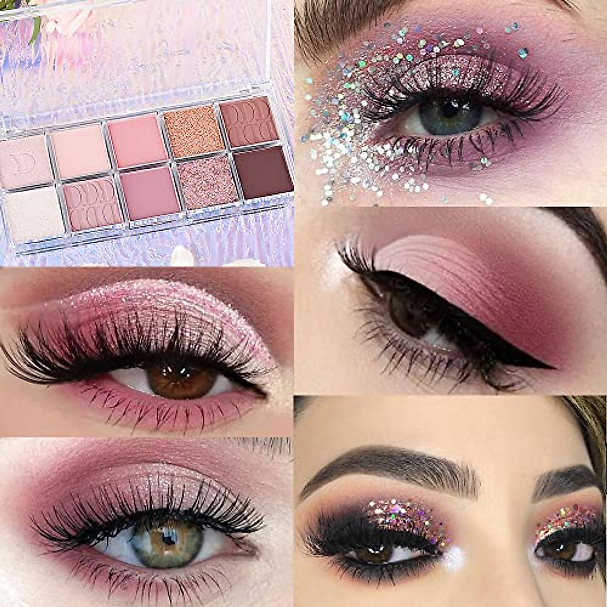 AMY'S DIARY 10 Colors Pink Eye Shadow Eyeshadow Palette, High Pigmented, Blendable Long Lasting Waterproof Nude Pink Neutral Eye Palette Makeup (14#)