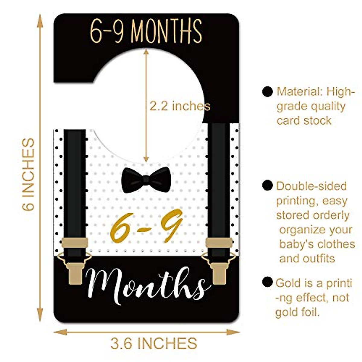 Baby Closet Size Dividers, Gentleman Boy Baby Closet Organizer, Newborn Nursery Wardrobe Divider Hangers to Arrange Clothes with Separator by Size or Age, 0-24 Months