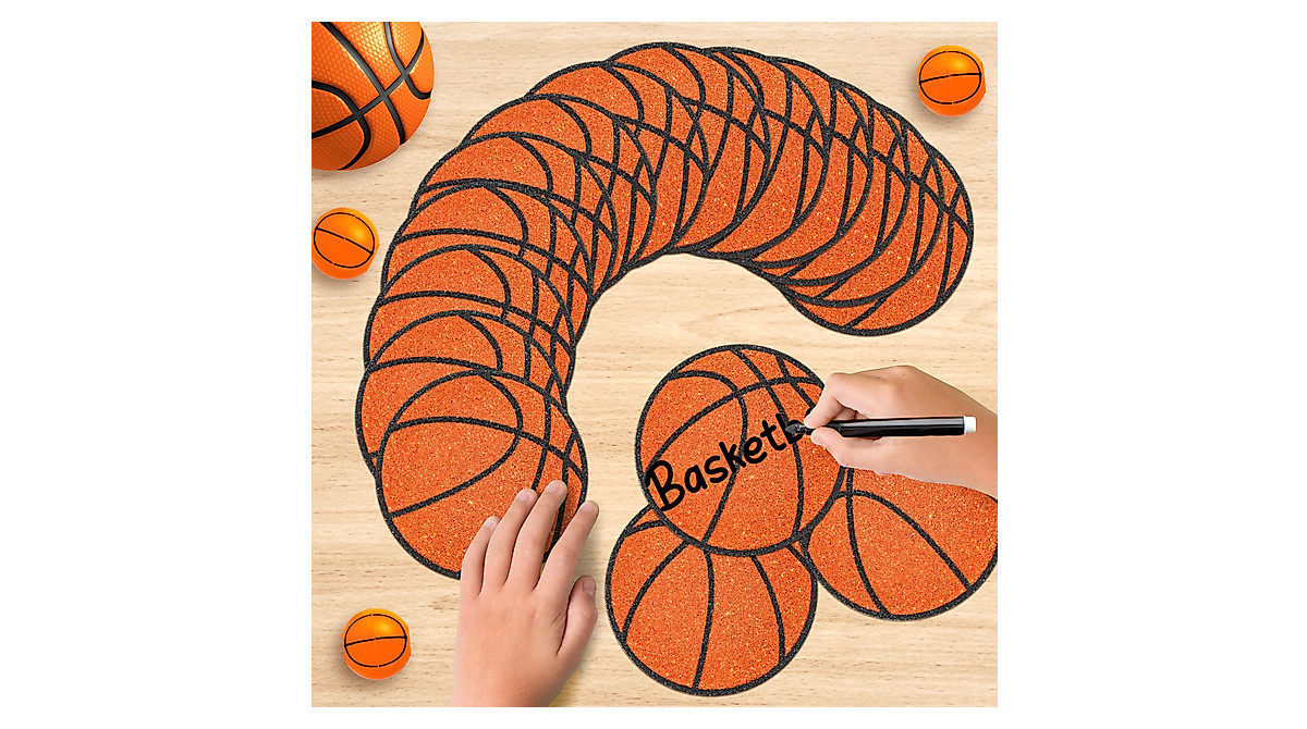 100 BWkoss Glitter Basketball Cutouts for Party & Classroom Decor