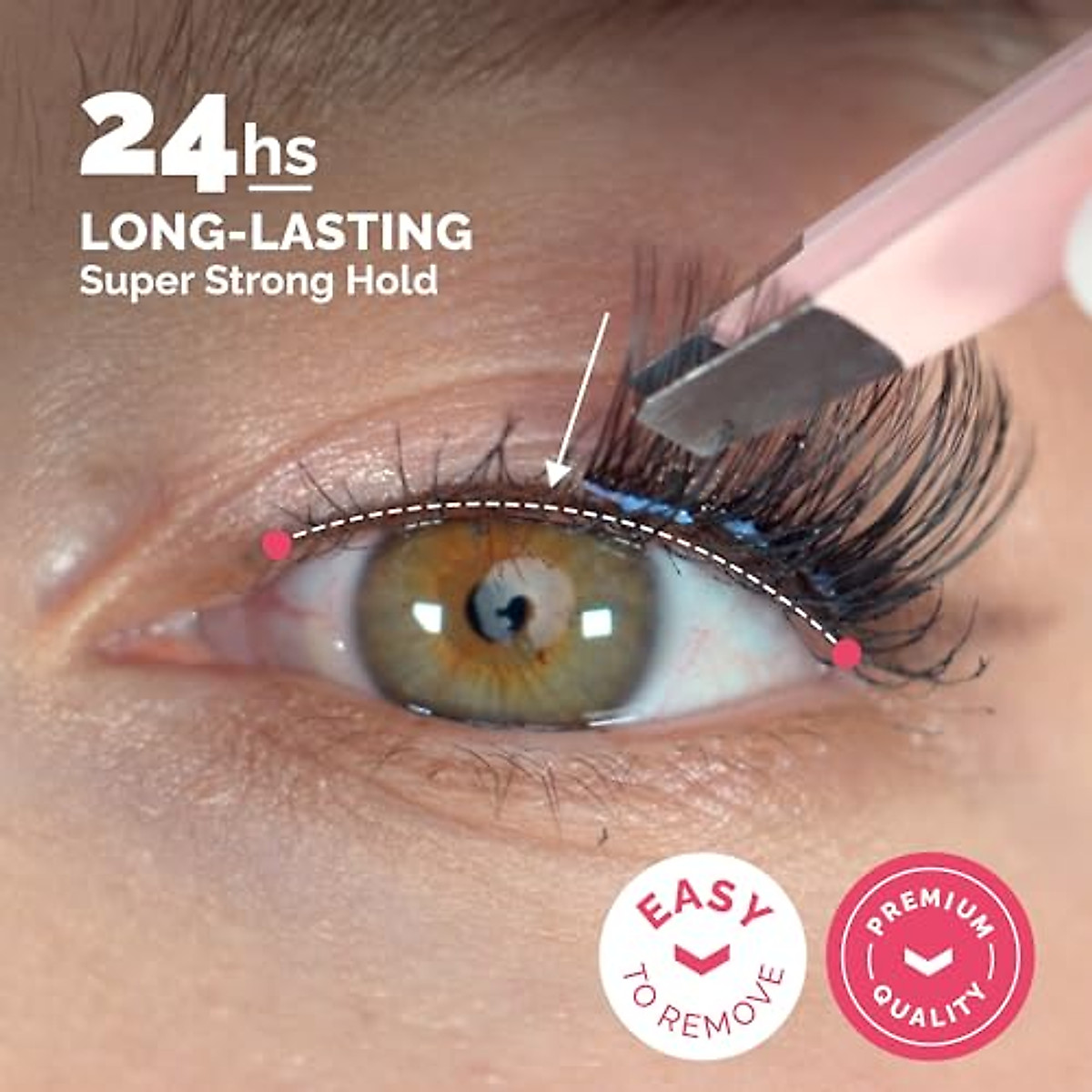Renata Beauty Lash Glue for False Eyelash Extensions – 24 Hour Transparent Glue for False Lashes – Waterproof Cluster Lash Glue with Dual Function Flexible Brush Tube – Compatible with Glue Remover