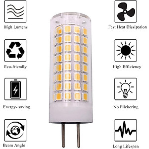 ZHENMING GY6.35 G6.35 LED Bulb 7W AC 110V-130V (Cannot be Used at Low Voltage 12V) Warm White 3000K Dimmable 65W Halogen Bulbs Equivalent, 5-Pack
