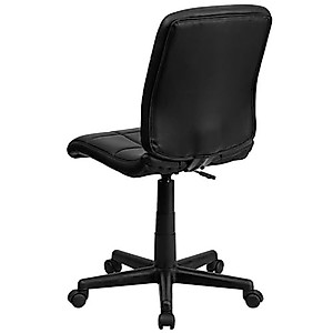 Pemberly Row Contemporary Mid Back Quilted Office Swivel Chair in Black