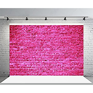 AOFOTO 7x5ft Pink Brick Wall Backdrop Happy Birthday Party Table Decoration Banner Photography Background Girl Youngster Artistic Portrait Photo Shoot Studio Props Video Drop Vinyl Wallpaper Drape