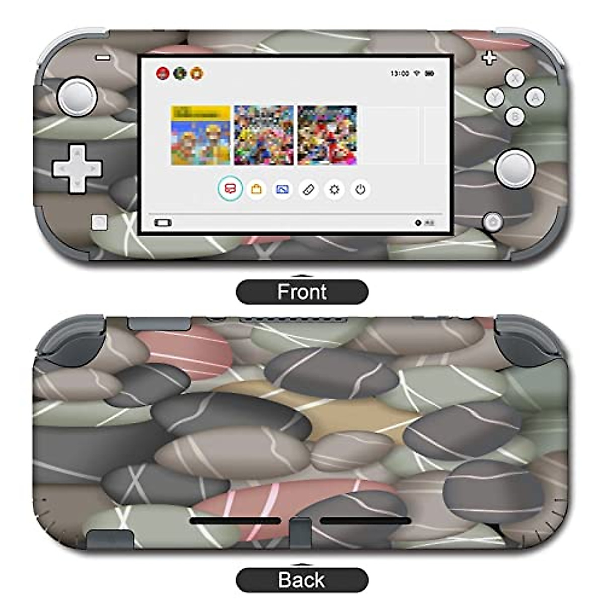 Sea Pebbles Compatible with Switch/Switch Lite Console Joy-Con Dock Sticker Skin Full Set Cute Stickers Cover for Switch