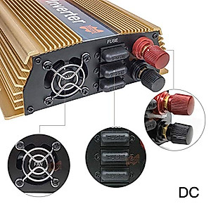Marsrock 1300W Grid Tie Inverter Auto 20-50VDC(30v, 36v Solar) to 90~140VAC(110V AC) MPPT Pure Sine Wave Inverter for Max 1500W Solar or Wind Power Input (Golden)