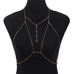 Sequins Body Bra Chain Jewelry for Women and Girls Gold Layered Sexy Bikini Belly Waist Chain Accessories