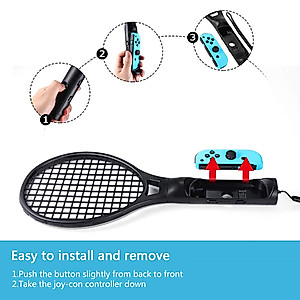 Switch Tennis Racket for Mario Tennis Aces, Twin Pack Nintendo Switch Joy-Con Controller for Tennis World Tour Game Accessories, Realistic Experience as Gifts for Kids and Adults