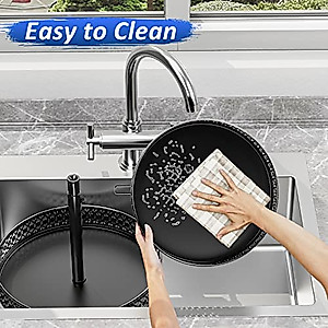 Lazy Susan Organizer 2 Tier - Turntable Spice Rack 12 inch Adjustable Metal Rotating Lazy Susan for Cabinet Pantry Kitchen Countertop Dining Table Cupboard Bathroom Vanity Storage Black