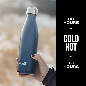 S'well Stainless Steel Water Bottle, 17oz, Blue Suede, Triple-Layered Vacuum Insulated Containers Keeps Drinks Cold for 36 Hours and Hot for 18, BPA Free, Perfect for On the Go