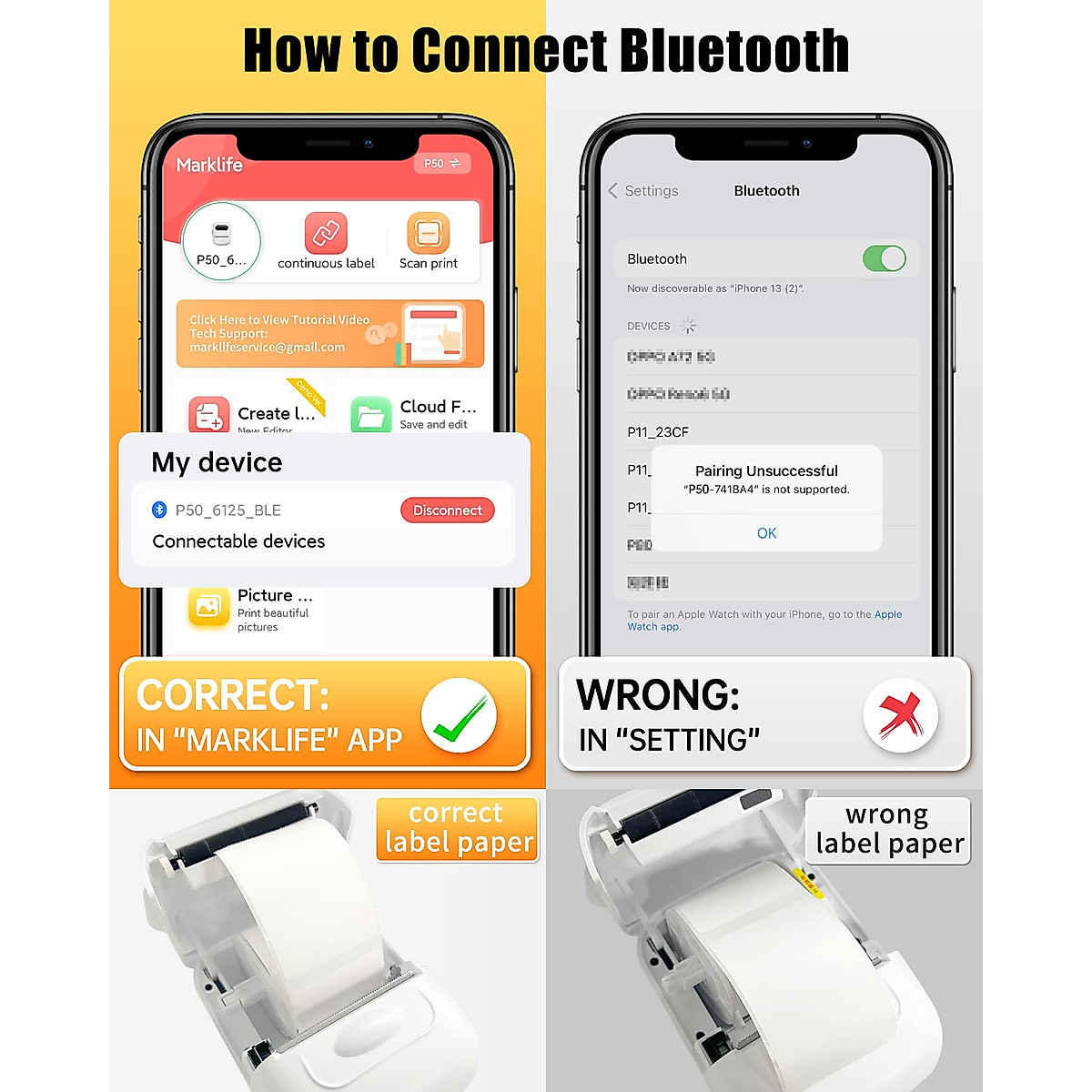Label Maker Machine with Tape P50 - 2 Inch Portable Barcode Label Printer, Bluetooth Label Stickers Machine for Clothing, Jewelry, Retail, Address, Barcode, QR Code, Home, Office