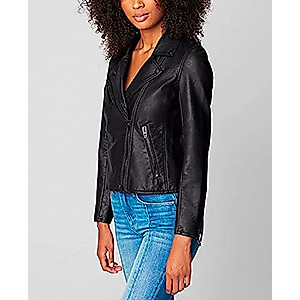 [BLANKNYC] womens Moto Jacket, Onyx, Small US