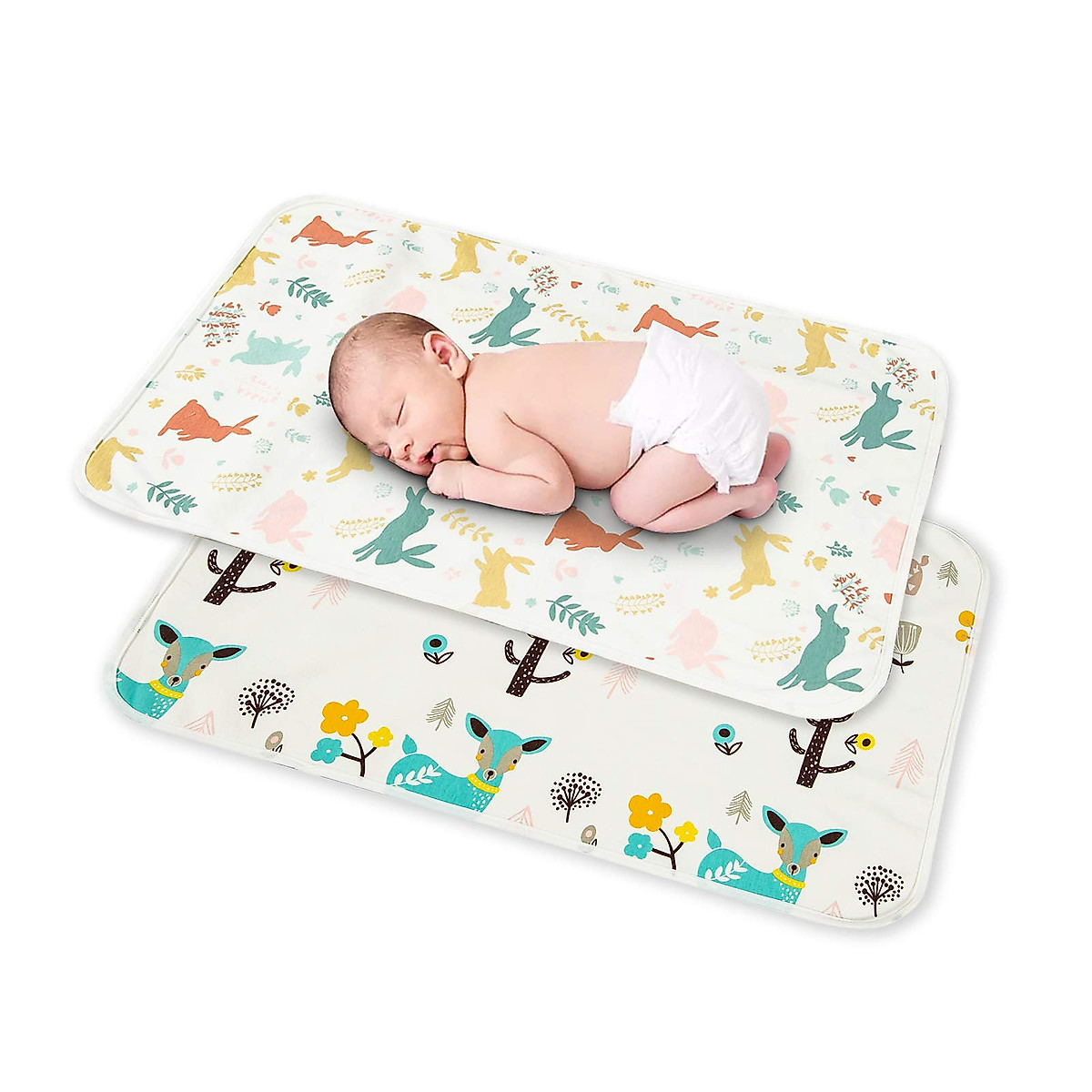 Catteyonce 2 Pcs 20x27Inches Waterproof Changing Pads,Reusable Leak Proof Crib Disaper Pads,Portable Unisex Baby Changing Mat for Home&Travel.