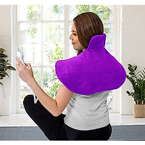 Cure Choice® Electric Heating Pad for Neck and Shoulder Pain Relief, Soft Micromink Neck Heating pad for Neck Pain, Heated Neck Wrap with 4 Heat Settings, Auto Shut Off, Machine Washable (Purple)