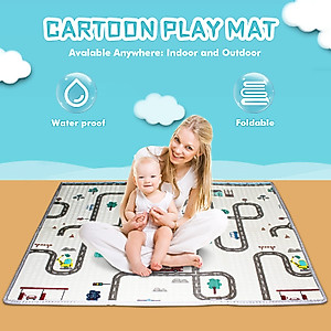 Flying Ideas Baby Playpen with Mat, Cute Baby Play Yards, Baby Playpen for Babies and Toddlers, No Gap Toddler Playpen with Soft-Touch Material, Baby Play Area, 50”×50”, (Blue)