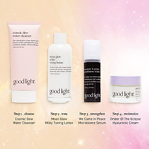 good light Cosmic Dew Water Cleanser. Celestial Gel-to-Foam, Multi-Purpose Cleanser to Remove Impurities and Hydrate. Made with Glycerin and Hyaluronic Acid. Sensitive Skin Safe (3.38 fl oz)