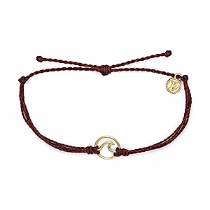 Pura Vida Gold Wave Merlot Bracelet - Gold Plated Charm, Adjustable Band - 100% Waterproof