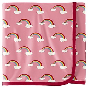KicKee Swaddling Blanket, Made from Luxuriously Soft KicKee Signature Blend Fabric, Buttery Softness for Snuggling Your Baby (Strawberry Rainbows - One Size)