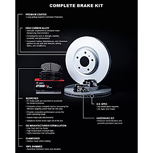R1 Concepts Rear Brakes and Rotors Kit |Rear Brake Pads| Brake Rotors and Pads| Optimum OEp Brake Pads and Rotors |Hardware Kit|fits 2020-2022 Toyota Highlander