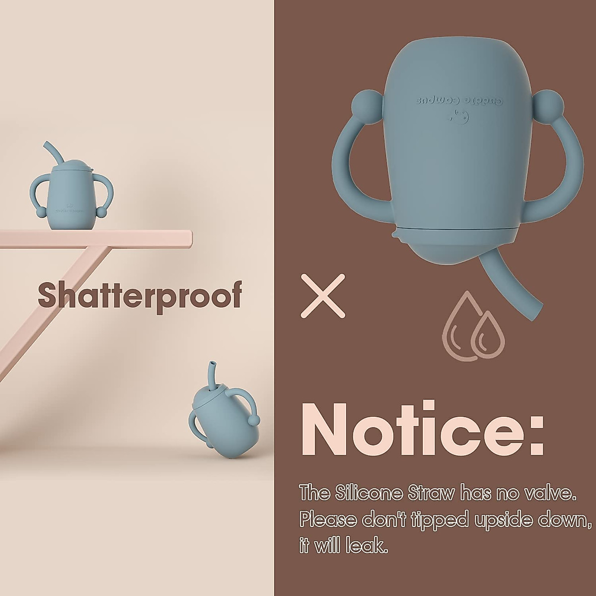 Cuddle Campus 100% Silicone Baby Training Cup, Shatterproof Toddler Sippy Cups with Straw, Open Cup for Baby, 6+ Months 4 Oz