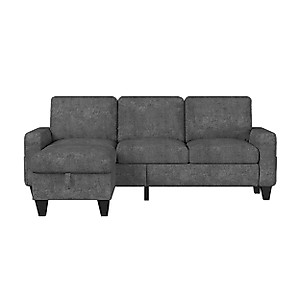 Youmumeub Sectional Sofa, L Shaped Couches for Living Room with Movable Ottoman Small Snowflake Sofas Modular Furniture Set for Apartment Small Space Loft