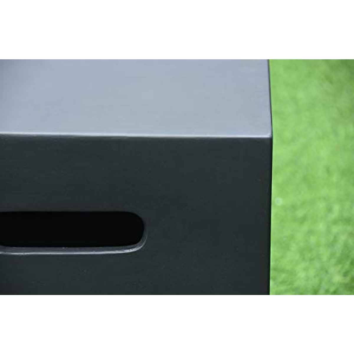 Modeno Black Propane Tank Cover Fire Pit Accessories Square 20 Inches Concrete Outdoor Side Table Fits Standard 20 Pound Propane Tank Hideaway Table