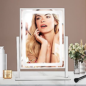 IBRIGHTSO Vanity Mirror with Lights, Hollywood Makeup Mirror with Lights, Touch Control, 3 Color Lighting Modes, Dimmable, Detachable 10X Magnification Mirror, 360° Rotation (16in, White)