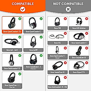 WC Wicked Cushions Premium Replacement Ear Pads for Bose Headphones - Compatible with QC15 / QC25 / QC35 & 35 ii / QC2 / AE2 / AE2i / AE2W / Soundlink - Softer Leather, Luxury Memory Foam | Black