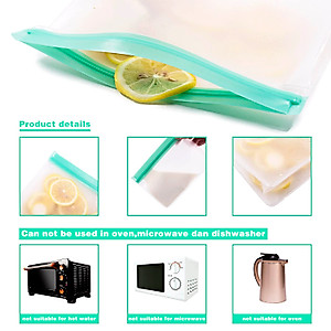 Leak-Proof Zip-Lock Bags | Storage Bags for Fruits, Vegetables, and Meat | Reusable Zip Lock Bags | Silicone Food Storage Bags | Zipper Bag | Set of 6 Bags (2 Small, 2 Medium, and 2 Large)