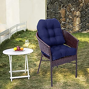 GPPSUNGD Rocking Chair Cushion Set 2 Pack U Shape Patio Seat Cushions Soft Thickened Indoor/Outdoor Patio Chaise Lounger Cushion 18.9 x 18.9 Inch (Navy)