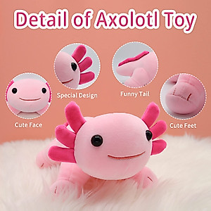CHUDATOM Kawaii Axolotl Plush Toy 10.5'' Soft Stuffed Animal Pillow Doll for Kids Birthday Home Decor