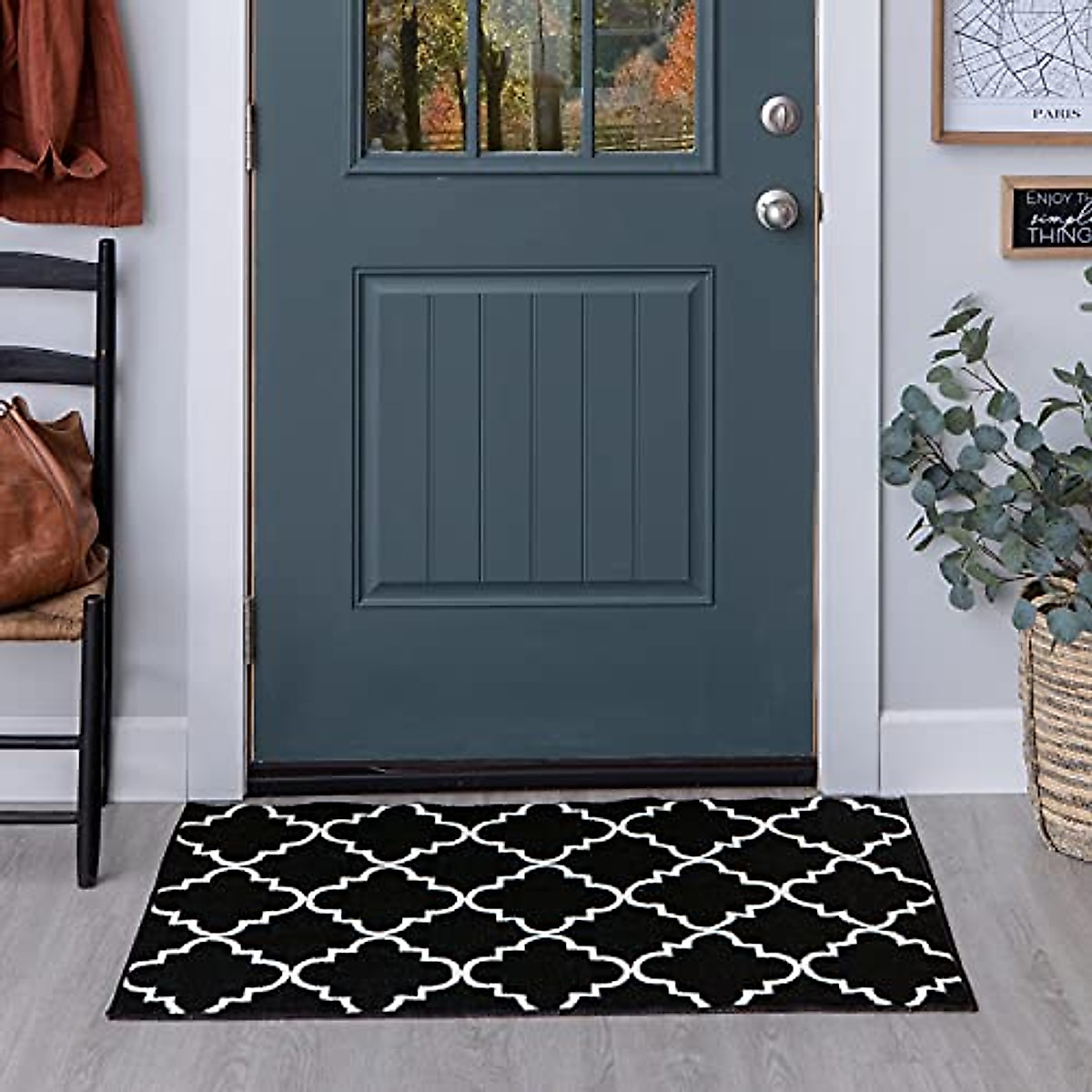 Mohawk Home Soho Fancy Trellis Geometric Lattice Printed Area Rug, 2 ft 6 in x 3 ft 10 in, Navy