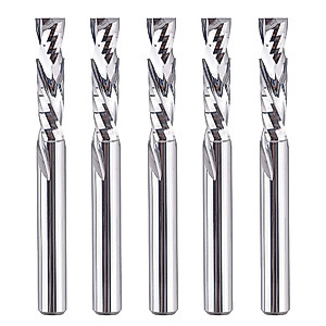 SpeTool 5PCS Compression Router Bits 1/4 inch Shank 1/4" Cutting Diameter ,Carbide UP Down CNC Router Bits Set Wood Router End Mills Carving Slotting Edge Cutting