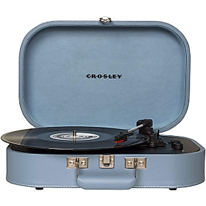 Crosley CR8009A-GLC Discovery Vintage Bluetooth 3-Speed Belt-Driven Suitcase Vinyl Record Player Turntable, Glacier