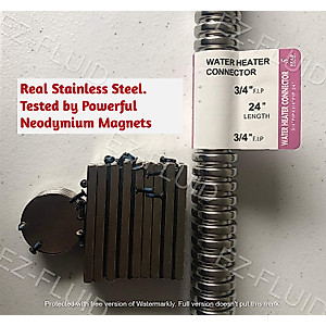 EZ-Fluid 12" x 3/4-Inch FIP x 3/4-Inch FIP, Corrugated Flexible Stainless Steel Water Heater Connector Supply Line for Female Iron Water Pipes Fitting,12-Inch (1-Pc)